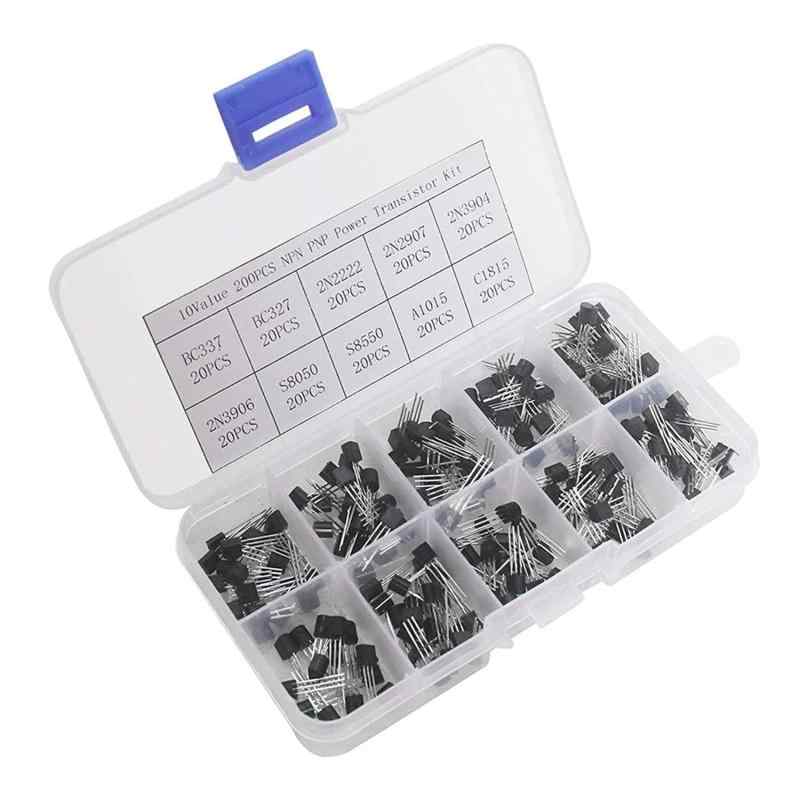 PENGLIN 200個 NPN トランジスタ PNP 3-Pin TO-92 電解コンデンサ 三極管 汎用 パワートランジスタ 10種類 BC337、BC327、2N2222、2N907、2N3904、2N3906、S8050、S8550...