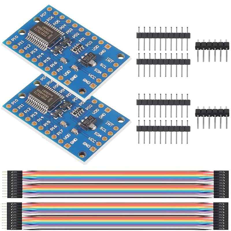 Youmile 2個PCF8575 拡張モジュール IO拡張ボードモジュール 16IOモジュールへのI2C I/O拡張シールドモジュール 16ビットSMBus I/Oポートデュポンケーブル付きfor Arduino UNO R3用【パラメー...