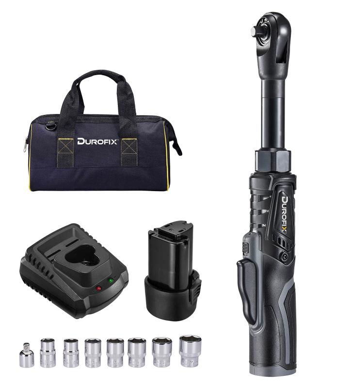 Durofix G12 10.8V 充電式ラチェットレンチ 電動ラチェットレンチ 3/8”(9.53mm) ブラシレス ソケット ケース付き RW1221-3P（日本語取扱説明書）【作業効率アップ】ブラシレスモーターの設計により、85％の効...