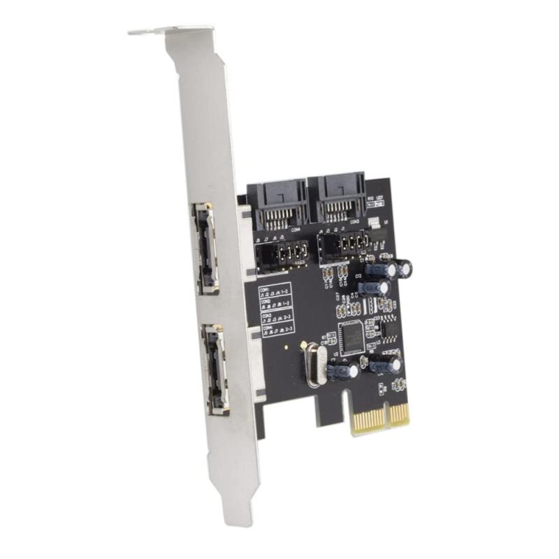 JSER PCI-E - 4ポート SATA 3.0 ESATA PCIE SATA3 6Gbps 拡張カード PCI-Eアダプター同時に動作できるポートは2つだけです。 PCBにジャンパーをセットする必要があります。 より多くのSATA ...