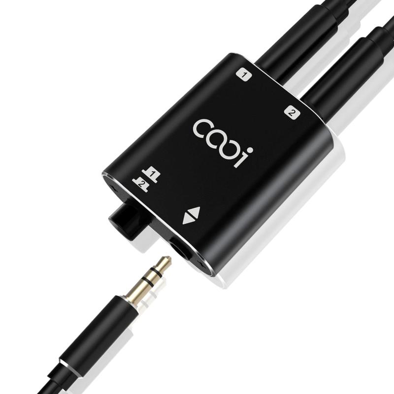 COOIDEA 3.5mmステレオオーディオスイッチャーは、3.5mmオーディオケーブルとともに、1入力2出力または2入力1出力をサポートしており、PC、携帯電話、ヘッドフォン用の2ポートAUXオーディオス【双方向3.5mmオーディオスイッ...