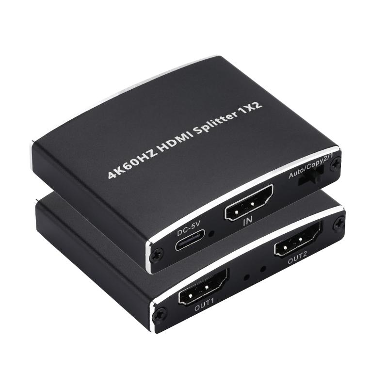 Anber-Tech 4K@30Hz HDMI 分配器 1入力2出力 音声 ビデオ 同時出力 付き 3D 1080p HDMI 1.4 ミラーのみ 拡張モードなし PS3/4/5、HDTV、DVD プレーヤー、PC対応 （高速ケーブル1M、...