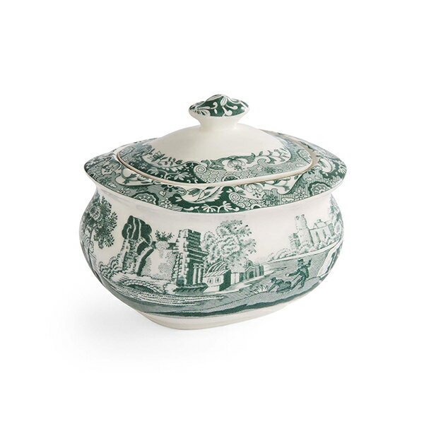 スポード グリーンイタリアン シュガーボックス HGI1630　イギリス　洋食器　陶器 単色で和洋中どんなお食事にでも万能にお使いいただけます。 スポードの名作「ブルーイタリアン」シリーズに、落ち着きのあるグリーンカラーをまとわせた「グリー...