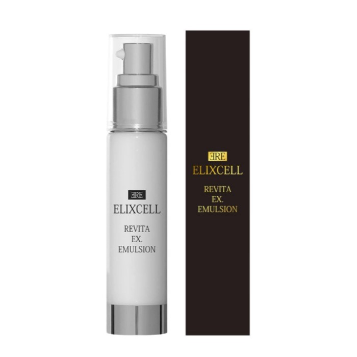 【商品名】 ELIXCELL エリクセル リバイタ イクスエマルジョン 【内容量】 50ml 【商品説明】 ヒト幹細胞培養エキス＋エクソソーム配合 オールインワン乳液 ヒト幹細胞培養液、エクソソームはもちろん、贅沢にエリクセルシリーズの特徴...