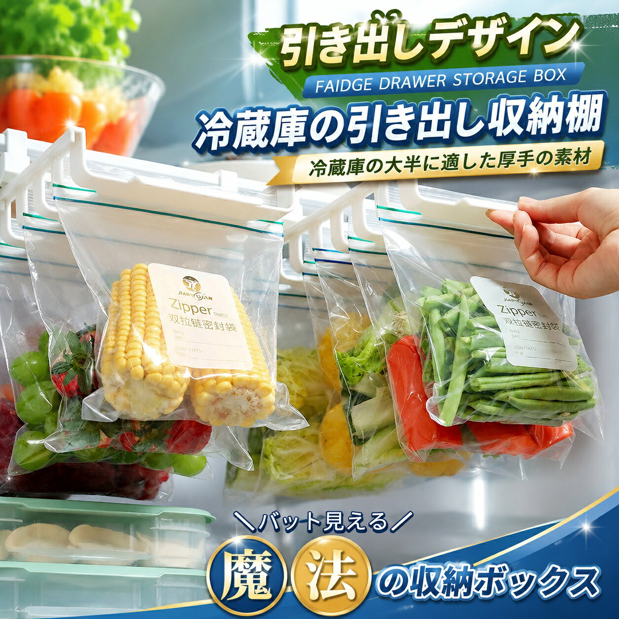 商品名収納ボックスc27素材プラスチック商品説明【スペースを節約】簡単に積み重ねて収納することができます。保管場所へのスペースを占有せず、散らかっていた冷蔵庫やキチンの収納棚をすっきりになります。また冷蔵庫に入れて、他の匂いに混ざりません。...