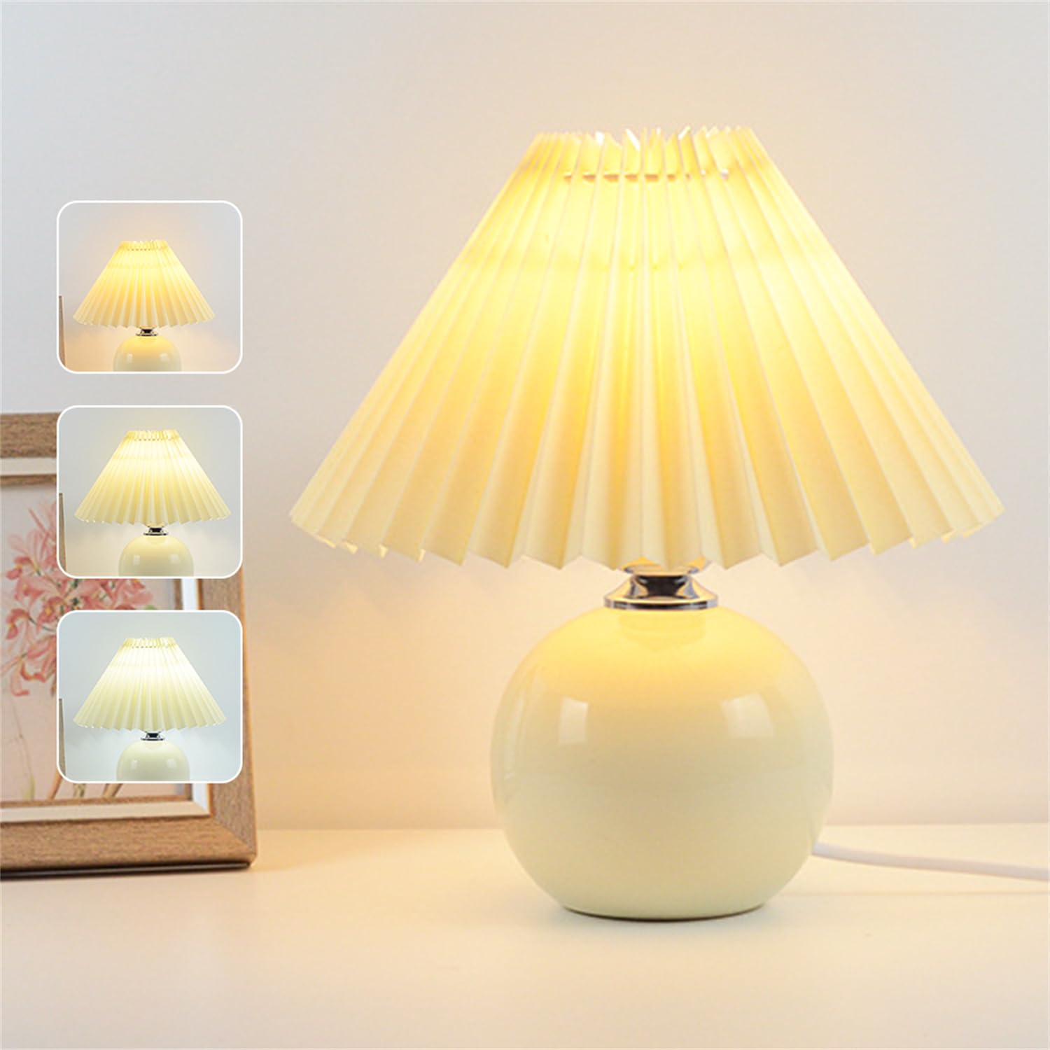 商品説明 商品詳細 ベース材質:セラミック 電球ベース:E27 商品の寸法:5.9奥行き x 9.1幅 x 28高さ cm 原産国:中国 【セラミック製テーブルライト】本テーブルランプは、セラミックベースとプリーツのランプシェードで構成され...