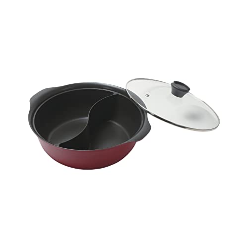 c)二食鍋(28cm)レッド/5.8 L/HB-6588・パッケージ個数:1・製品サイズ:(約)幅36×奥行32×高さ15cm、鍋の深さ:(約)10cm・製品重量:(約)2.24kg・本体 表面加工:内面/ふっ素樹脂塗膜加工、外面/焼付け塗...