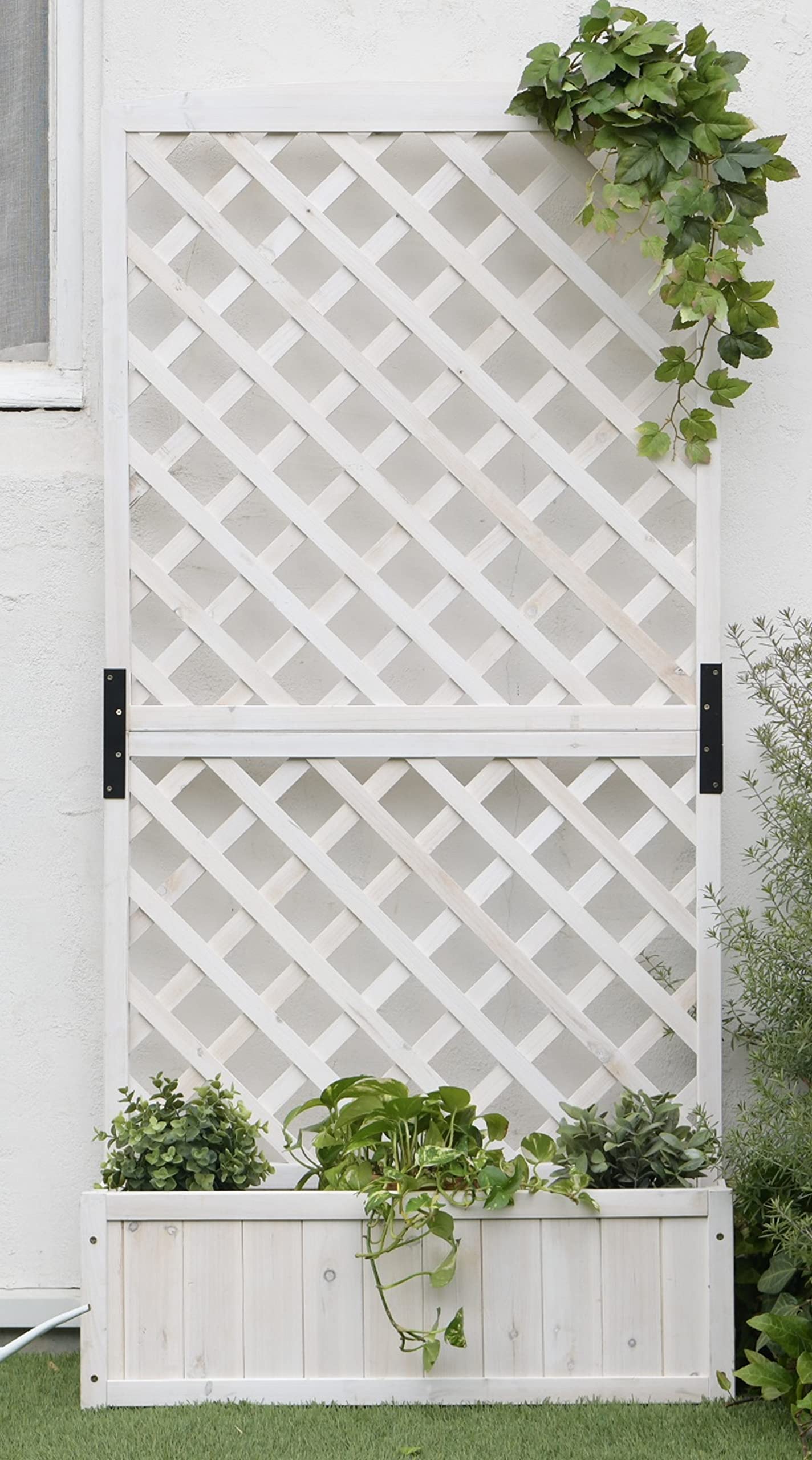 本体サイズ（約）：幅71.5×奥行30×高さ148cm 商品重量(約）：4kg プランター内寸（約）：幅70×奥行26.5×高さ21cm ラティス高さ（約）：上段74.5cm、下段73.5cm 組立の有無：お客様組立品商品情報 詳細情報 製...