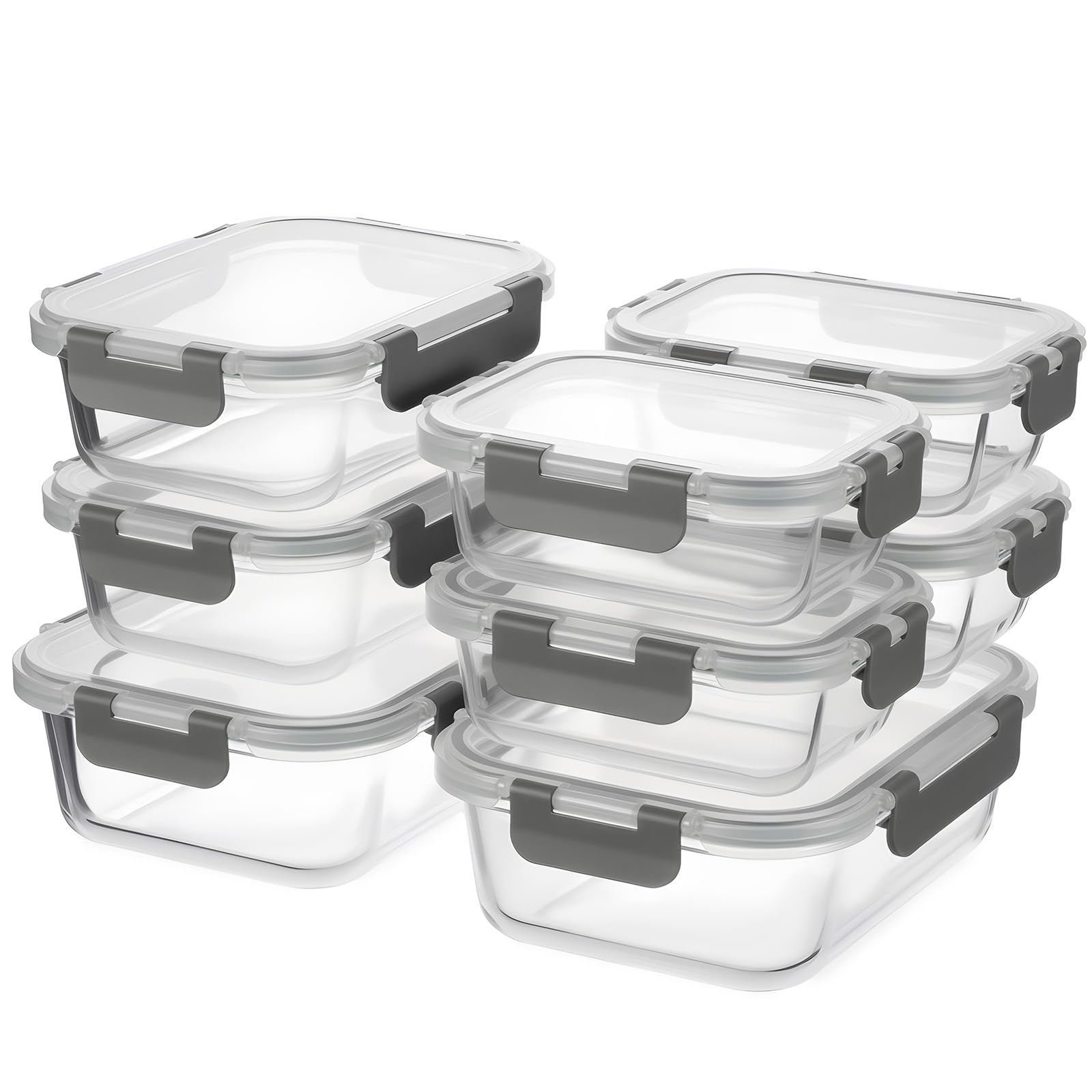 【保存容器セット】 8点セットの耐熱ガラス容器（370ml×4個、640ml×2個、1080ml×2個）です。日々の作り置きや保存がより簡単で便利になります。食品の下ごしらえ、お弁当箱、果物やご飯の冷凍・保存などに適しています。梱包サイズは...