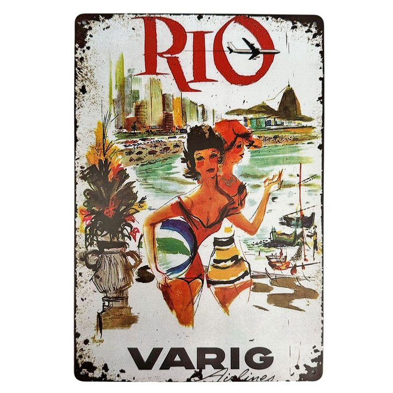 アート調パネル リオ ヴァリグエアライン レトロデザイン看板【RIO VARIG】 今は無き、ブラジル航空会社ヴァリグ×リオデジャネイロをデザインしたレトロな看板です。お好きな場所へ立てかけたり壁に飾ったりして良き空間を演出します。色合いも...