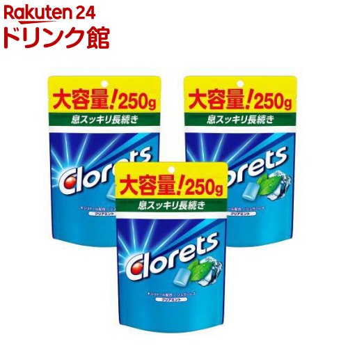 お店TOP＞クロレッツXP クリアミント スタンドパウチ (250g*3袋セット)【クロレッツXP クリアミント スタンドパウチの商品詳細】●「お口のニオイを中和する」*1ガム、クロレッツから、待望の大容量パウチ！●自宅やオフィスでのストッ...