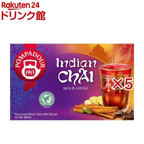 お店TOP＞紅茶＞紅茶のティーバッグ・茶葉(フレーバー)＞ポンパドール インディアンチャイ (20袋入×5セット(1袋2g))【ポンパドール インディアンチャイの商品詳細】●シナモン、ジンジャー、カルダモン、クローブなど本格スパイスをブレン...