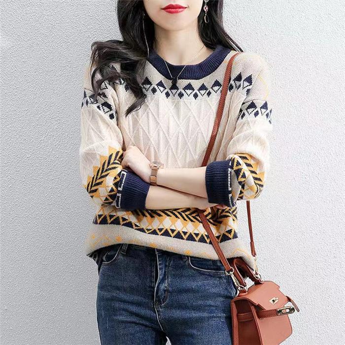 【素材】：ポリエステル 【カラー】：写真参照 【サイズ】：（約） *着丈：60cm(F) *バスト：100cm(F) 連携キーワード：ニットセーター レディース 秋冬 40代 長袖 ニットトップス セーター ショット丈 セーター ゆったりプ...