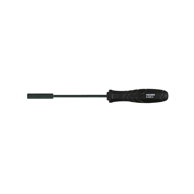対辺：4mm 全長：178mm 軸長：100mm 軸径：4mmΦ ハンドル径：19.8mmΦ ボックス外径：6.5mmΦ ボックス深さ：18mm 適用ナット：M2 重量：29g メーカー：ホーザン株式会社（HOZAN）