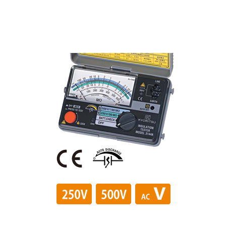 JIS C 1302:2002年改正版に対応安全規格 IEC/EN 61010-1 CAT.?600Vに準拠、CEマーキング品わずが340gの超小型絶縁抵抗計オートディスチャージ機能付-測定が終ると自動的に充電した電圧を放電衝撃に強い新素材...
