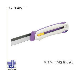 電工ナイフの革命！　替刃タイプ ●刃の出し入れが片手で行える 5段階スライド方式 ●ポケットサイズ ●サック不要・折り曲げ不要 ●厚口刃3.0mm厚を採用 ●全長：144mm ●質量：85g メーカー：ジェフコム株式会社（JEFCOM・デン...