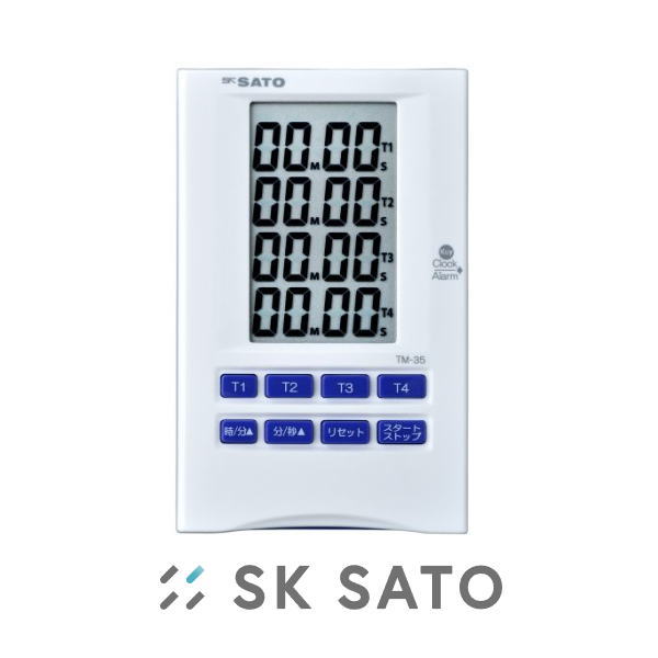 同時に4つの時間を測定できるタイマーです。 時計（アラーム、スヌーズ機能）付。 同時に4つの時間を測定できるタイマーです。 設定した時間を再度表示するリピート機能付き。 時計表示付き。タイマーと時計の切換が可能です。（表示切換はT1表示部の...