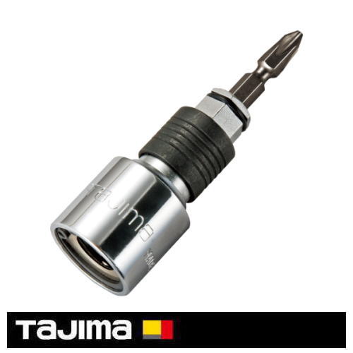 製品情報 製品重量：141g適応ネジ径：W1/2（4分）" 特長●全ネジ専用。回転するとロックされ、反転するとロックが解除されます●普段使用している板ラチェットの13mm（12角）に装着が出来ます ※交換ビットはタジマ純正ビットまたは市販の...