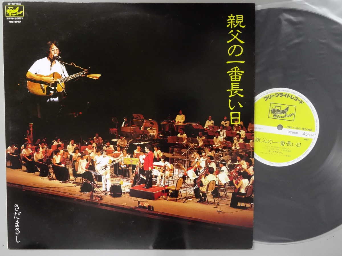 商品情報【種別／分類】LPレコード／邦楽【アーティスト】さだまさし【タイトル】親父の一番長い日/椎の実のママへ【発売会社／企画番号】ワーナーパイオニア／FFR-3501【定価】1000【帯】なし【ジャケ】良（E）／軽シミ点【歌詞カード】良（...