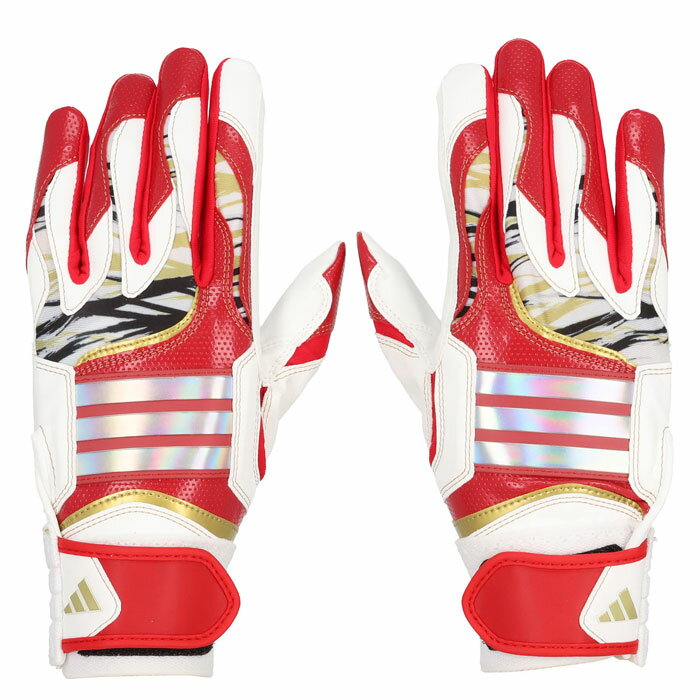 メーカー：アディダス (adidas)品名：61 バッティンググラブ JUNIOR品番：LBG905-6482●素材甲素材/合成皮革、ポリエステル、ナイロン、ポリウレタン平素材/合成皮革●カラーレッド×ゴールド●生産国インドネシア製●サイズ...