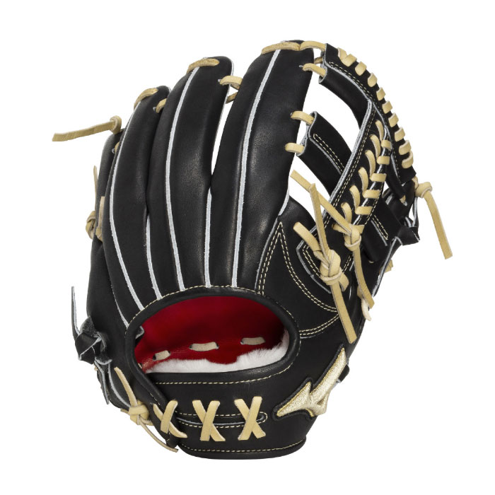 メーカー：ミズノ (mizuno)品名：硬式用グローバルエリート Professional Selection 紅林型：サイズ9品番：1AJGH34413-0980●ポジション内野手用●カラーブラック×ブロンド●レザー受球面/背面:天然皮革...