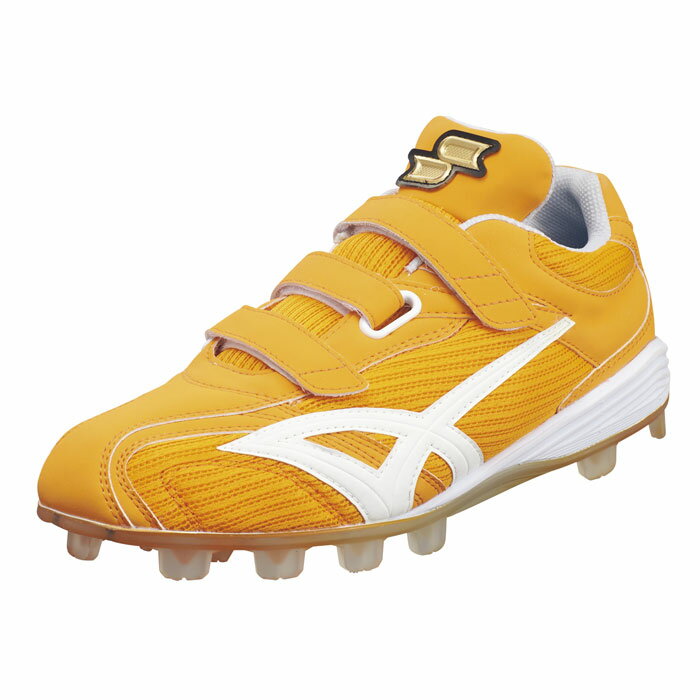 メーカー：エスエスケイ (SSK)品名：グローロード IC品番：ESF4260VCF-3510●アッパー人工皮革・合成繊維●アウトソール合成樹脂●ミッドソール合成樹脂●カラーオレンジ×ホワイト前足部のスタッドが突き上げを緩和。外側配置のスタ...