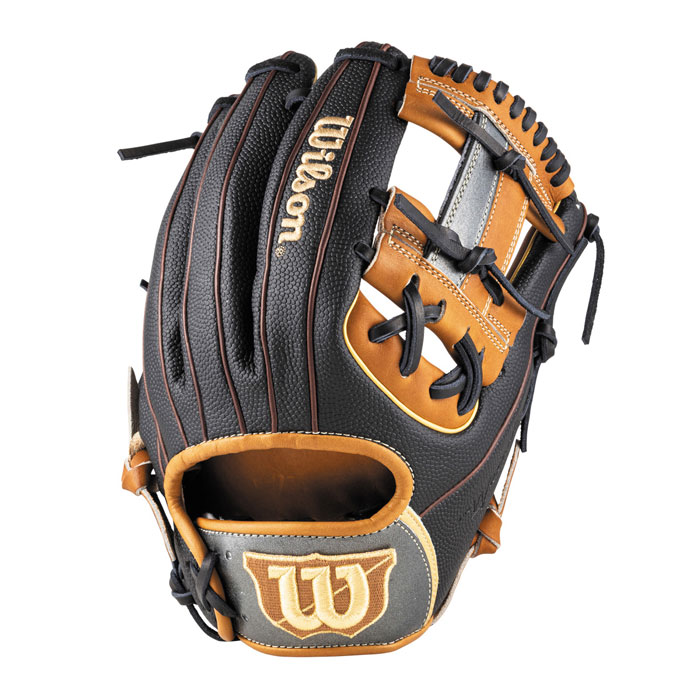 メーカー：ウィルソン (Wilson)品名：一般用 WANNABE HERO DUAL品番：WBW104384●ポジション内野手用●カラーSタン×ブラックSS●レザー表革:ベーシックレザーRG+スーパースキン裏革:共革●サイズ11.5●その...