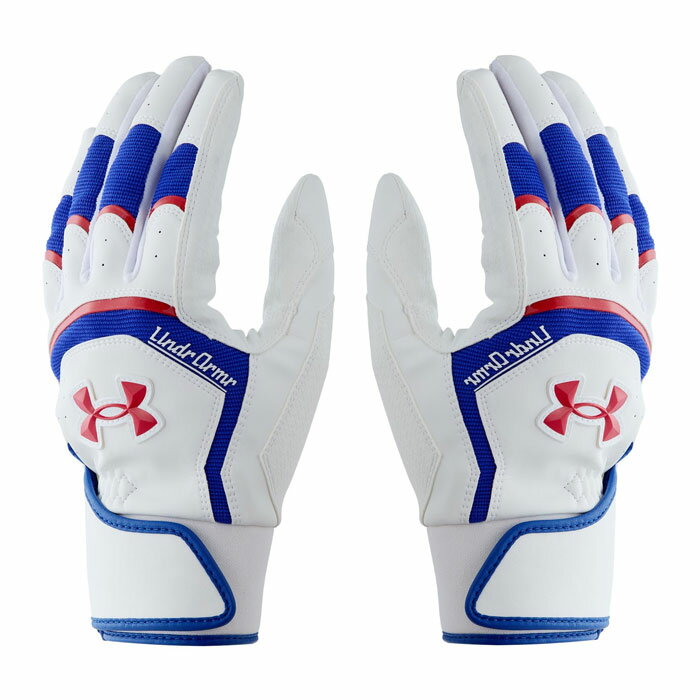 メーカー：アンダーアーマー (UNDERARMOUR)品名：UAヤード プロ バッティンググローブ品番：6001314-102●素材合成皮革、ナイロン、ポリエステル、ポリウレタン●カラーWhite/Team Royal●生産国インドネシア製...