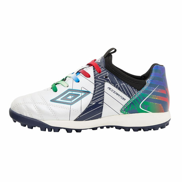 メーカー：アンブロ (umbro)品名：アクセレイター TR J WIDE RK品番：UF6SCST2J-WHNV●アッパー合成皮革・合成繊維●アウトソールゴム底●ワイズワイド●カラーホワイト/ネイビー/ネイビー●対応グラウンドターフコート...