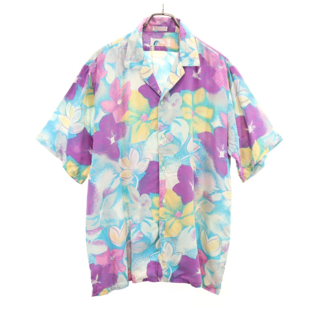 アイスランダー 80s ヴィンテージ 半袖 オープンカラーシャツ L パープル 他 ISLANDER メンズ 【中古】 【240411】 メール便可 【PD】 【詳細】80年代の総柄シャツになります。全体に汚れあり。古着にご理解の上ご購入を...