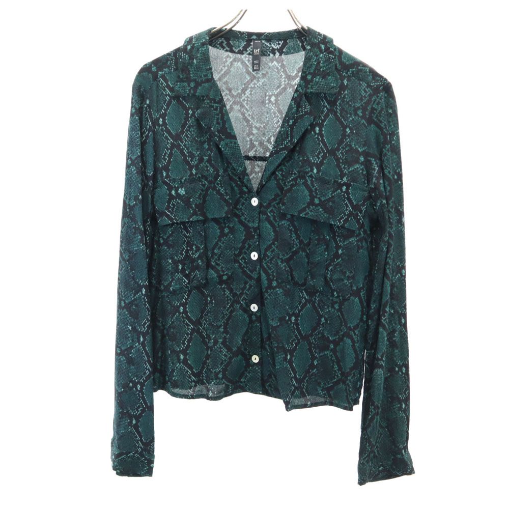 ザラ パイソン柄 長袖 オープンカラーシャツ S 深緑 ZARA レディース 【中古】 【240417】 メール便可 【詳細】内タグが切り取られており素材不明です。特に気になるようなダメージは見当たらず比較的キレイな状態です。 コンディショ...