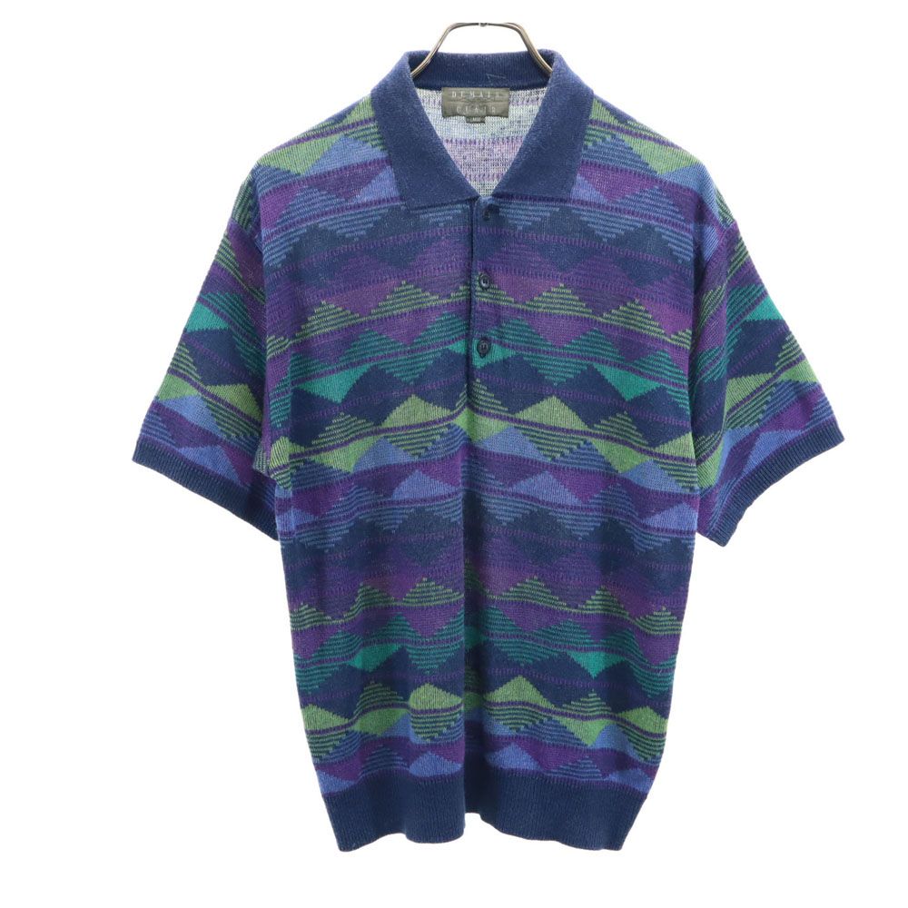 ドゥマンクレール リネンブレンド 半袖 ニット ポロシャツ L ネイビー 他 DEMAIN CLAIR メンズ 【中古】 【240427】 【詳細】襟ぐりに色褪せあり。破れ等の目立ったダメージはございません、古着にご理解の上ご購入をお願いい...