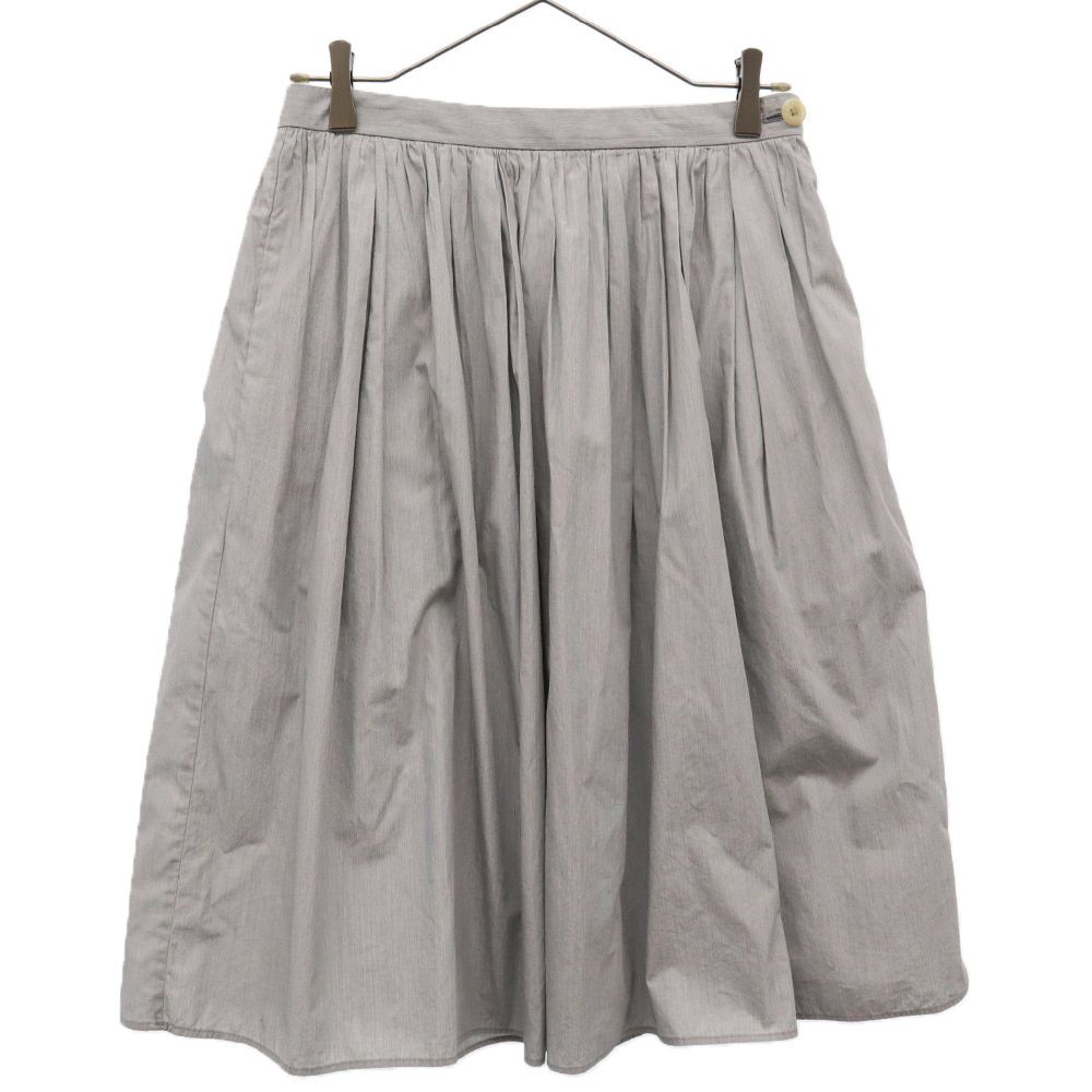 マーガレットハウエル ストライプ ひざ丈 ギャザー スカート 1 グレー MARGARET HOWELL レディース 【中古】 【240208】 メール便可 【PD】 【詳細】スペアボタンが1つ付いています。左側にファスナーが付いています。...