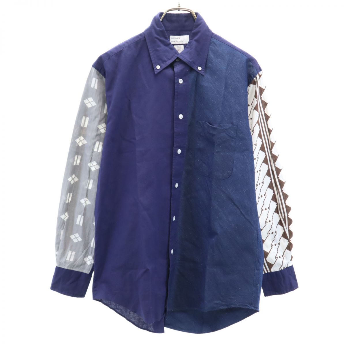 ソリッドワープ 日本製 長袖 コットンシャツ M ネイビー系 solidwarp 切替 メンズ 【中古】 【240323】 【PD】 【詳細】全体的に汚れがあります。右袖に色褪せがあります。着用感がございますが、古着にご理解の上ご購入をお願...
