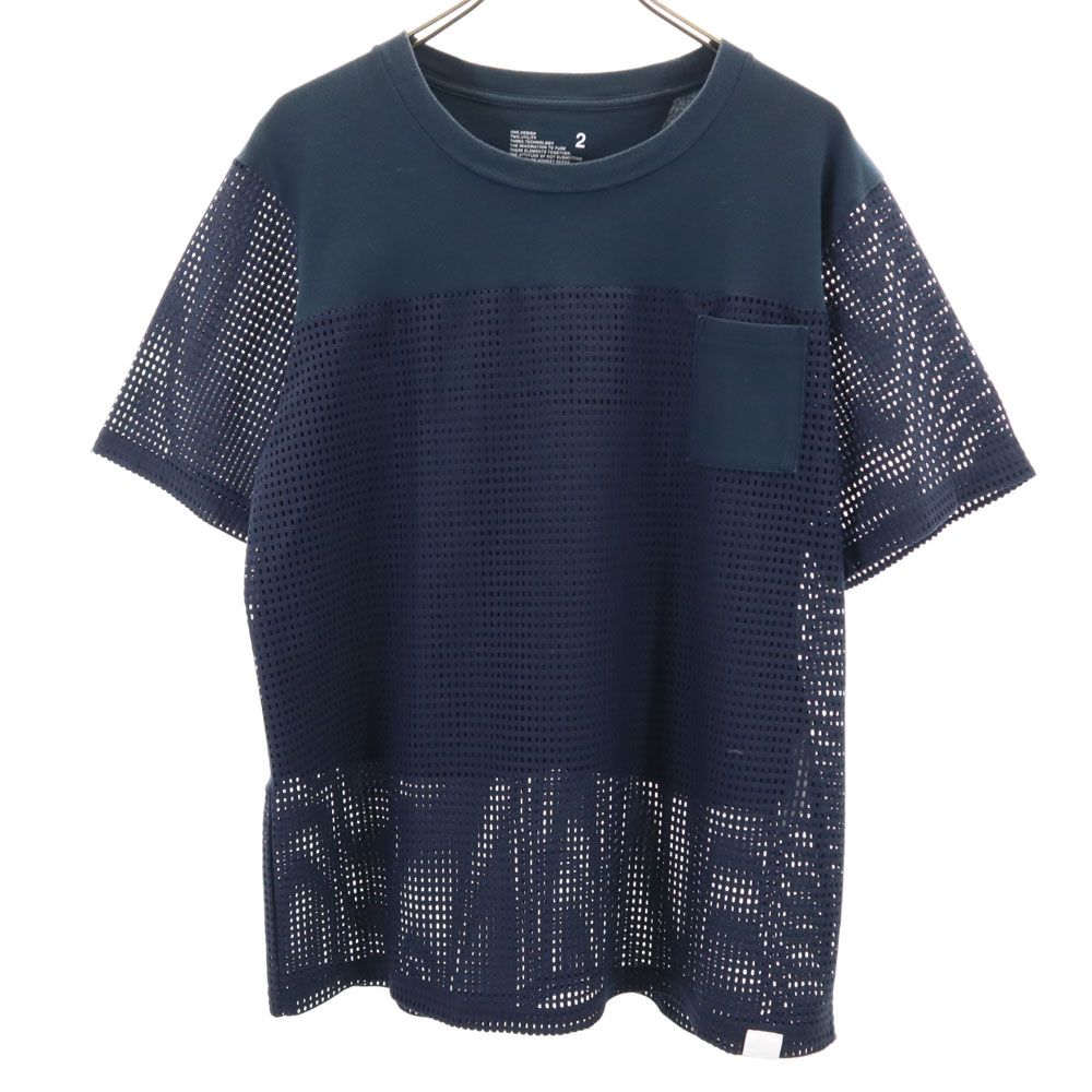 ホワイトマウンテニアリング 日本製 半袖 Tシャツ 2 ネイビー WHITE MOUNTAINEERING メッシュ 切り替え メンズ 【中古】 【240329】 メール便可 【PD】 【詳細】首周りに毛羽立ち・スレ汚れあり。古着にご理解の...