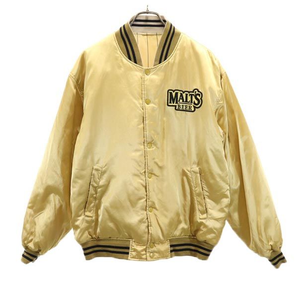 モルツビール 長袖 リバーシブル スタジャン L ゴールド MALTS BEER メンズ 【中古】 【231226】 【PD】 【詳細】品質詳細不明。ストライプ側の袖口や所々に汚れ、左袖に穴、各リブに毛羽立ちや毛玉あり。着用感がございますが...