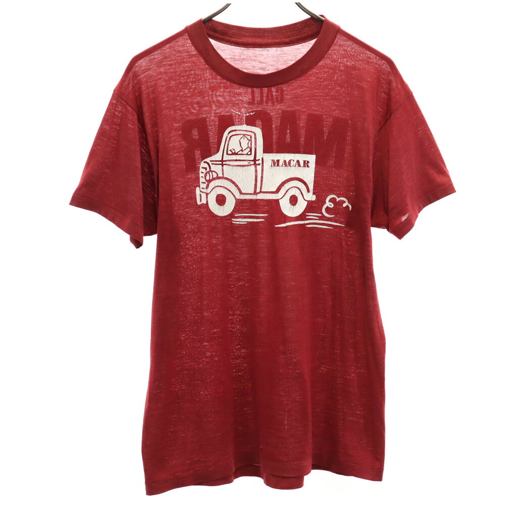 ヴィンテージ 70s 80s MACAR 半袖 シングルステッチ Tシャツ ワインレッド VINTAGE メンズ 【詳細】70年代から80年代頃のプリントTシャツになります。サイズ、素材共に不明です。サイズカテゴリーは目安です。実寸も参考に...