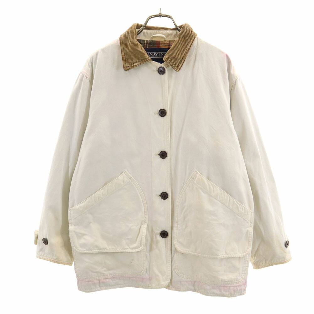 ランズエンド 90s オールド 長袖 ジャケット S ホワイト系 LANDS' END 裏チェック レディース 【詳細】90年代のオールドのランズエンドになります。全体的に黄ばみ、所々に黄汚れ、色移り、シミ汚れあり。着用感がございますが、ご...