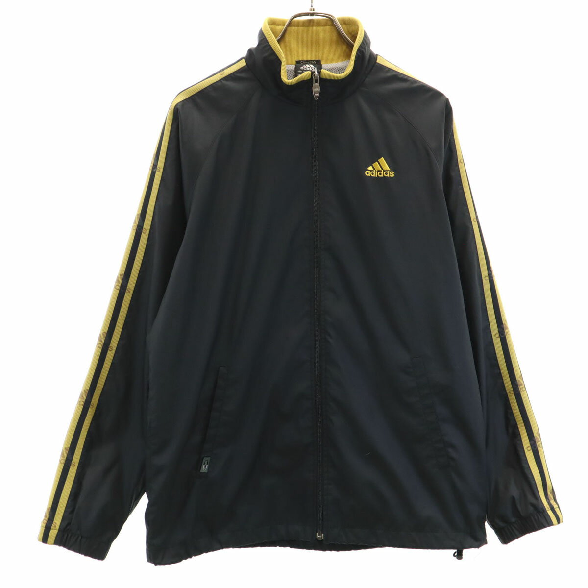 アディダス トレーニング ウインドブレーカー L 黒 adidas 裏メッシュ 3ライン メンズ 【詳細】全体的にスレあり。裏メッシュに引っ掛け、両袖口ゴムは伸びています。ご理解の上ご購入をお願いします。 コンディションについて ブランドア...