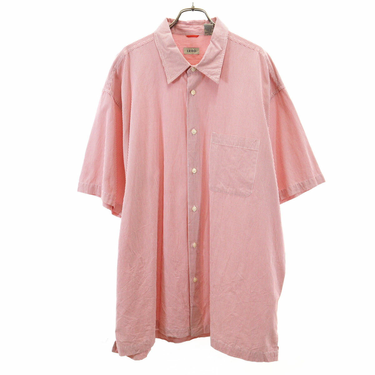 アイゾッド チェック柄 半袖 コットンシャツ XL レッド IZOD メンズ 【詳細】襟ぐりと腹部にシミ汚れあり。破れ等の目立ったダメージはございません。古着にご理解の上ご購入をお願いいたします。 コンディションについて ブランドアイゾッド...