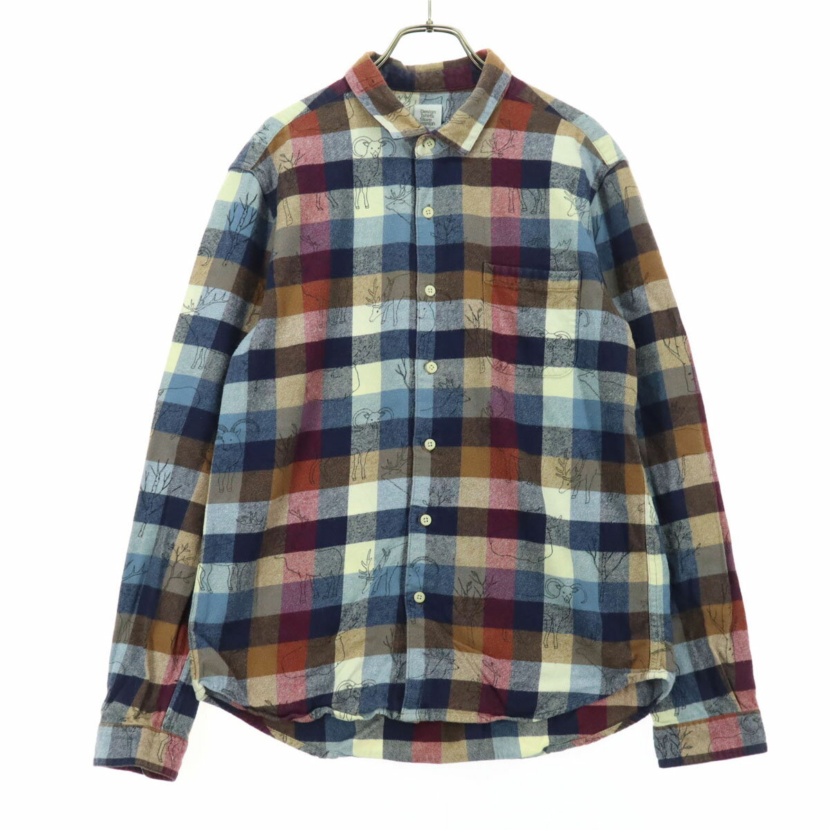 商品名 Design Tshirts Store graniph デザインティーシャツストアグラニフ チェック柄 アニマル柄 長袖 コットンシャツ L メンズ ブランド Design Tshirts Store graniph / デザイン...