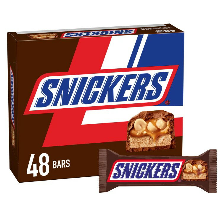 SNICKERS フルサイズ チョコレート バーは、オフィス マネージャーが簡単にまとめ買いしてオフィスにストックできるおいしいおやつです。ミルク チョコレート、キャラメル、ヌガー、ピーナッツが詰まったこのチョコレート キャンディ バーは、...
