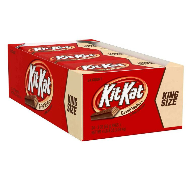 キングサイズ 軽くてサクサクのウエハースにミルクチョコレートをコーティング 24個入り 3オンスバー 総重量: 4ポンド8オンス