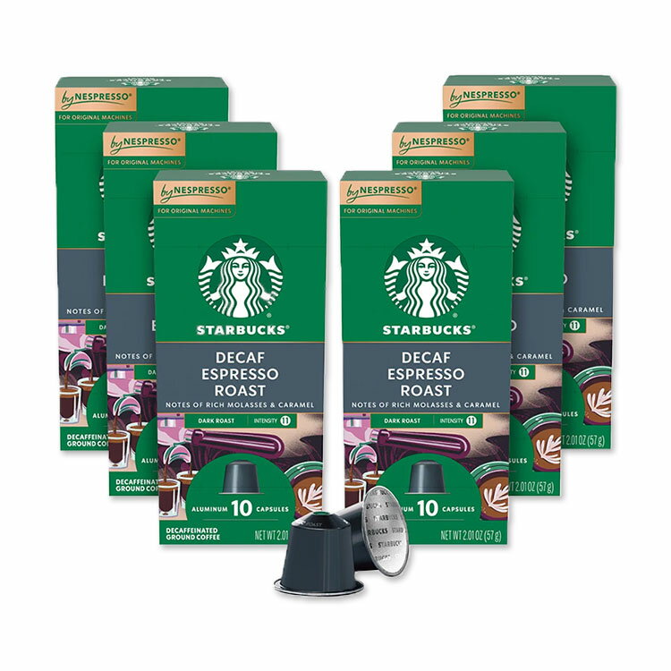 スターバックス バイ ネスプレッソ、デカフェ エスプレッソ ロースト 皆さんがよくご存知の、そして愛されているスターバックスの高品質なコーヒーが、ネスプレッソで作られ、ご自宅でお楽しみいただけます。さらに、これらのカプセルはアルミニウム製で...