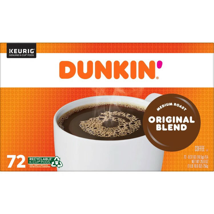 K-Cupポッド72個 ダンキンドーナツコーヒー ミディアムロースト オリジナルブレンド