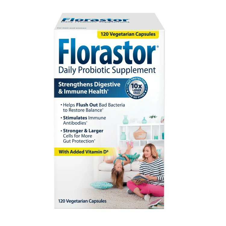 Florastor デイリー プロバイオティクス ビタミン D3 配合、ベジタリアン カプセル 120 粒。4箱入り、各30カプセルFlorastor デイリー プロバイオティクス サプリメント (男性と女性用) は、他のプロバイオティクス...
