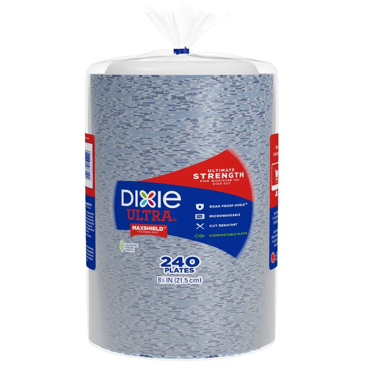 ディキシー ウルトラ 紙皿 究極の強さ 8-1/2インチの紙皿 プレート総数: 240 枚 詳細情報: Dixie Ultra 紙皿には、ソースやジューシー、脂っこい食べ物が皿に染み込むのを防ぐ防浸シールドが付いています。 ハンバーガーやバ...