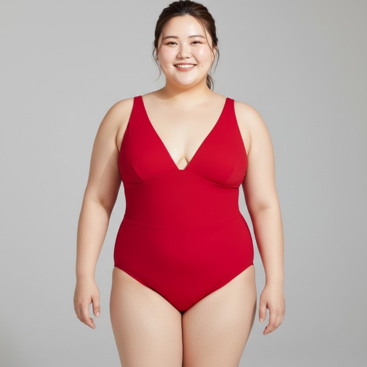 リブ素材を使用した、女性らしいシルエットが魅力のワンピース水着です。深めのVネックデザインがすっきりとした印象を演出し、背面のオープンデザインが抜け感をプラス。取り外し可能なカップ付きで、肩ストラップは長さ調節が可能なため、お好みのフィット...