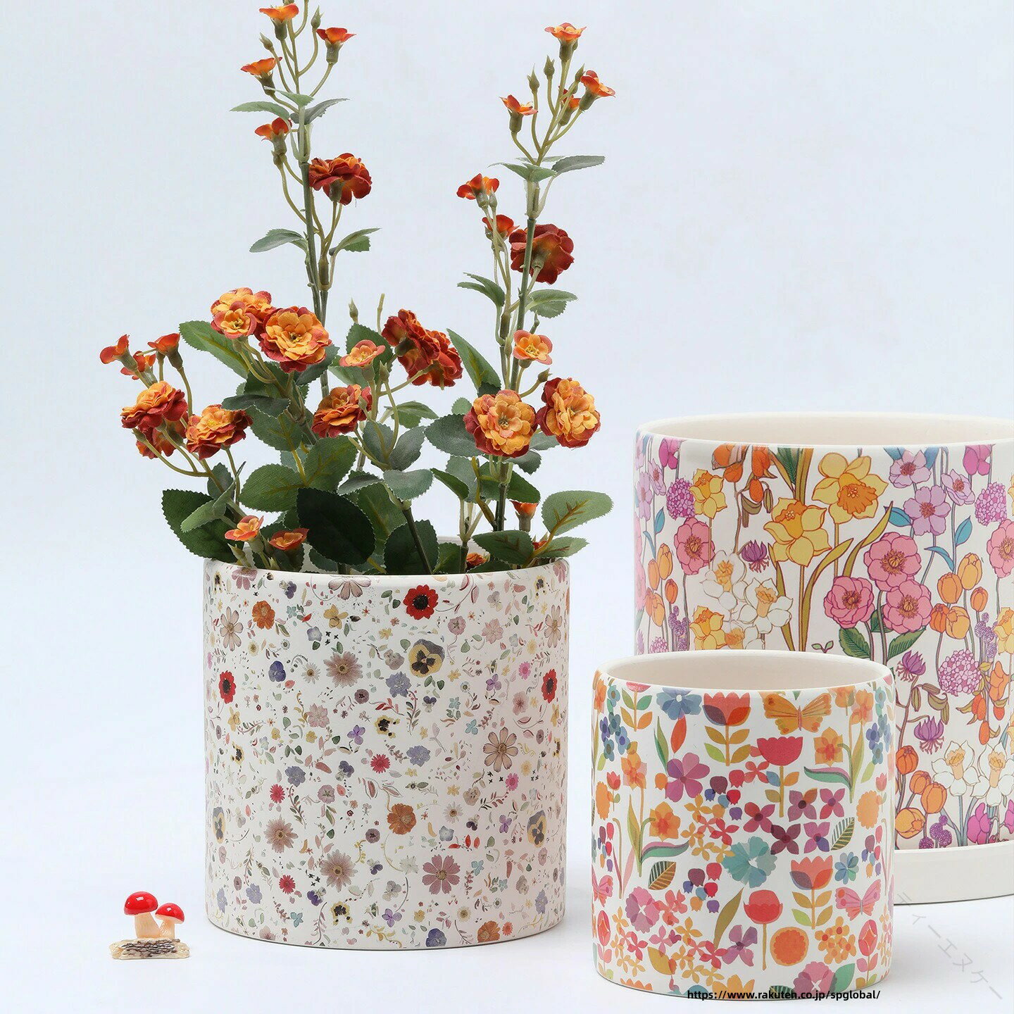 【原産国／製造国: 中国】 .植木鉢 陶器 セラミック製 陶土鉢 北欧風 花柄 丸型 底穴あり 受け皿付き おしゃれ 可愛い 通気性 多肉植物 サボテン 胡蝶蘭 観葉植物 室内 インテリア ガーデニング フラワーポット 鉢 インテリア鉢 花...