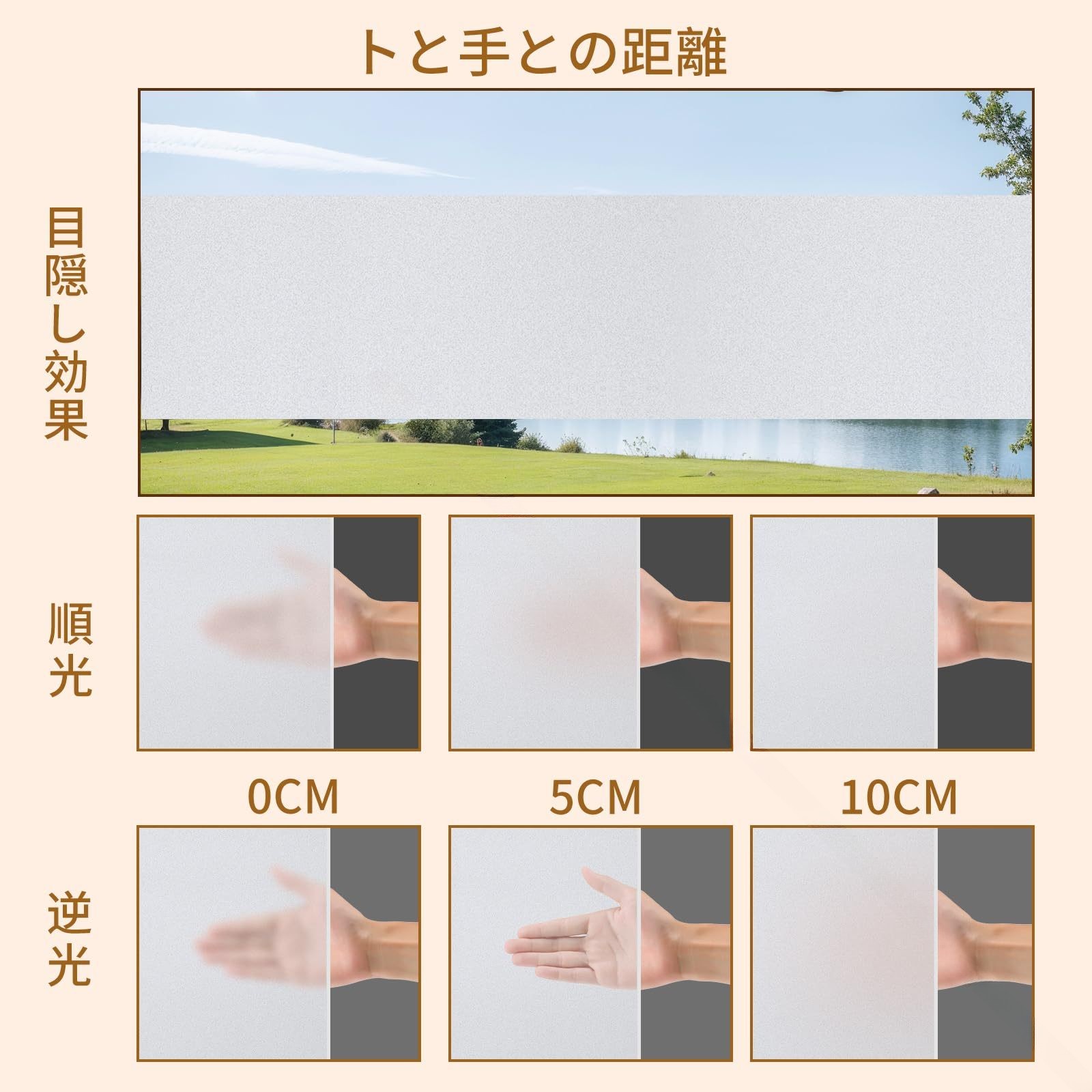 ? 【プライバシー保護×自然採光の両立】曇りガラス調の特殊加工が、15cm以上の距離からは内部を完全遮蔽（遮光率98%以上）。窓 目隠し紫外線を99%カットしながら柔らかな自然光を通すため、リビングやオフィスの明るさを維持したまま、外部から...
